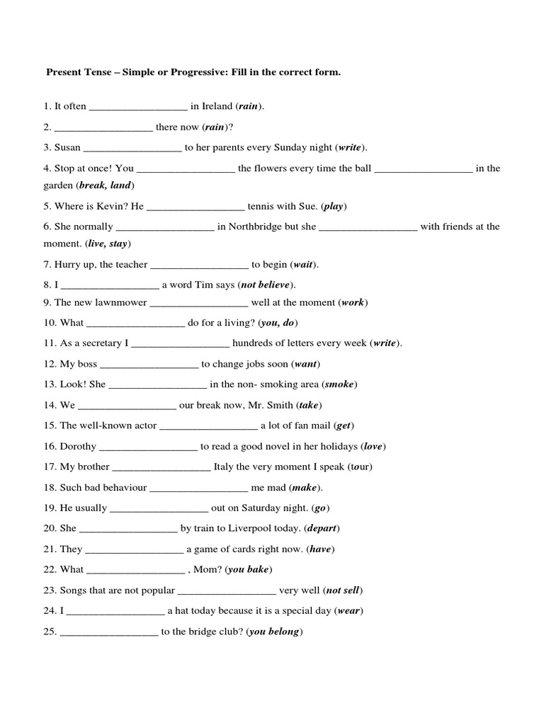 Present Simple-Present Continuous | PDF