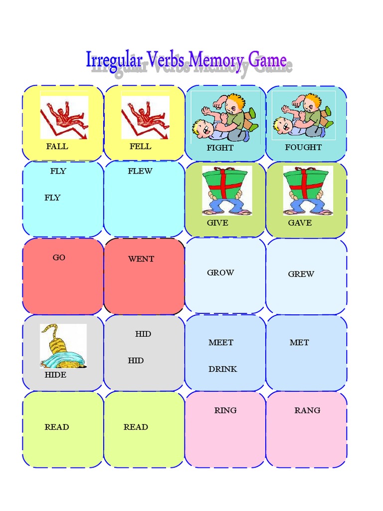 Irregular Verbs Memory Game | PDF