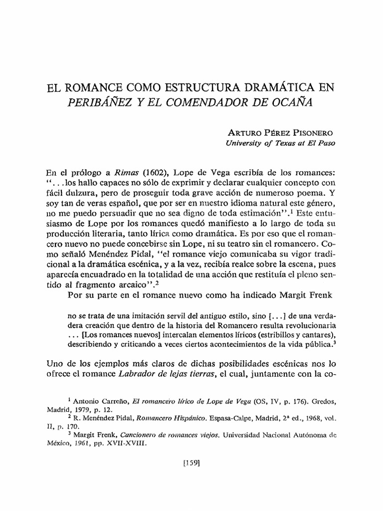 El Romance Como Estructura Dramatica en Peribanez y El Comendador de ...
