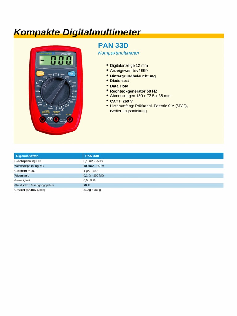 Instruction Manual PAN33D | PDF