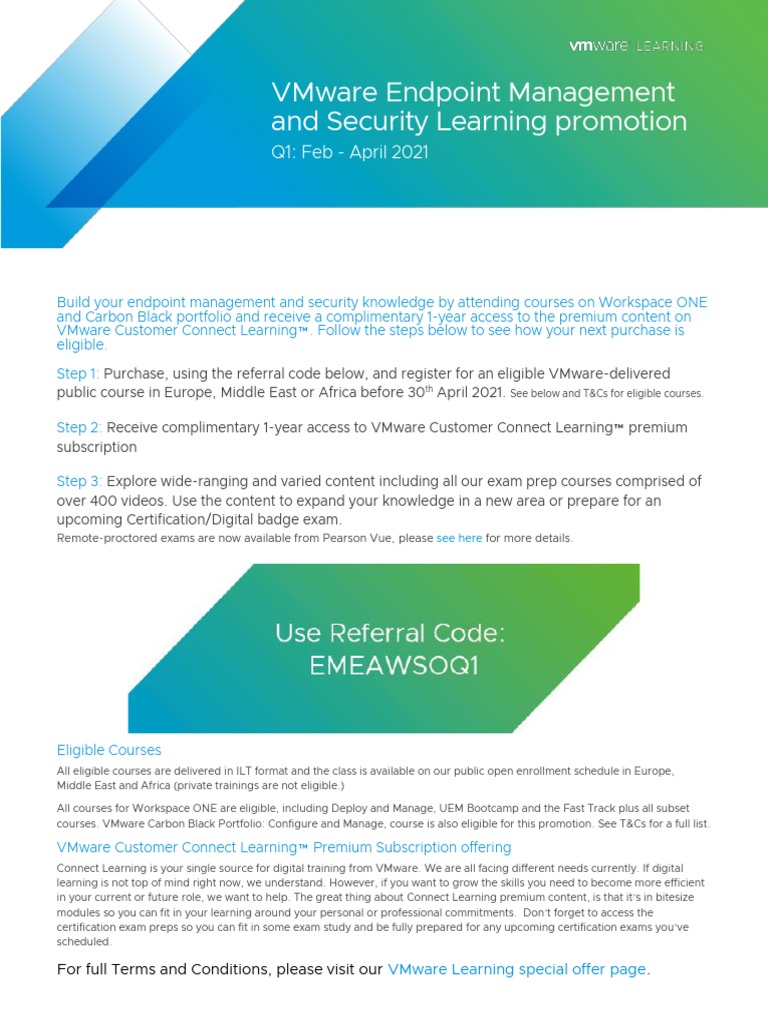 Vmware Endpoint Management and Security Learning Promotion: Q1: Feb ...