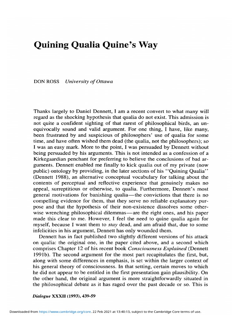 Quining Qualia Quines Way | PDF | Qualia | Consciousness
