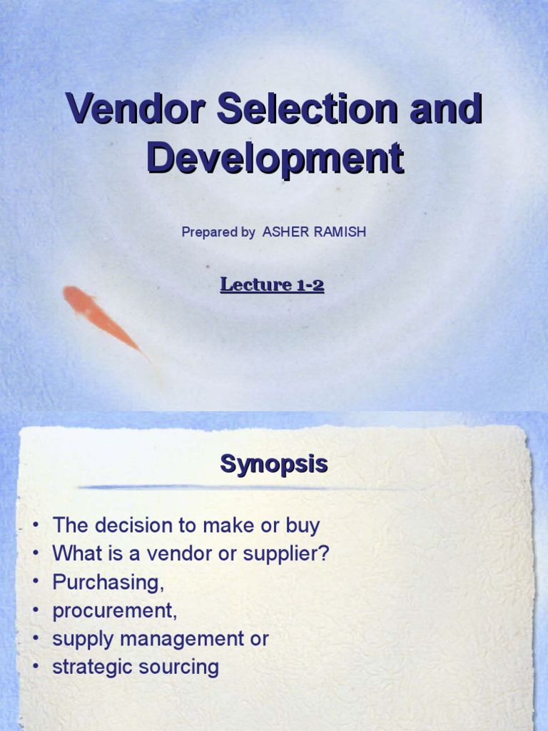 Vendor Selection and Development | PDF | Procurement | Supply Chain ...