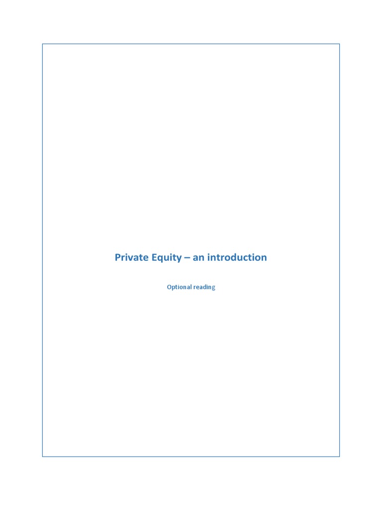 Private Equity - An Introduction: Optional Reading | PDF | Private ...