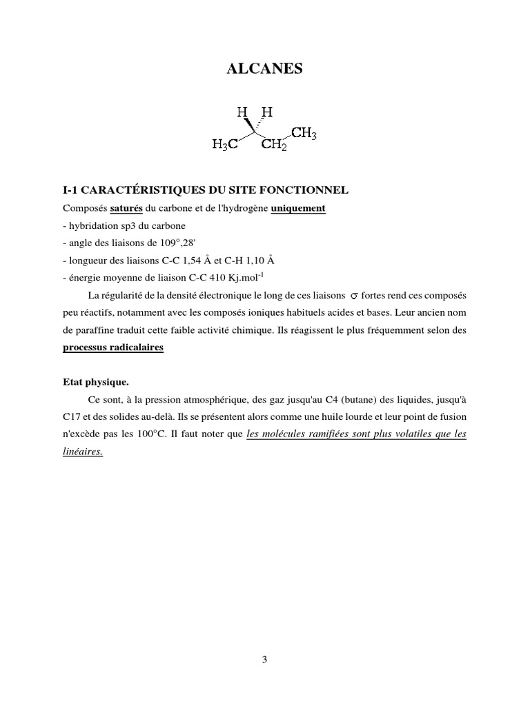 1 Chap I Alcanes | Descargar gratis PDF | Hydrogénation | Alcane