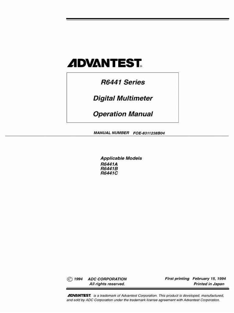 Advantest r6441 DMM User Manual | PDF