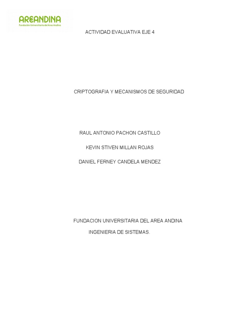 Eje 4 Criptografia Final | PDF | Criptografía de clave pública | Clave (criptografía)