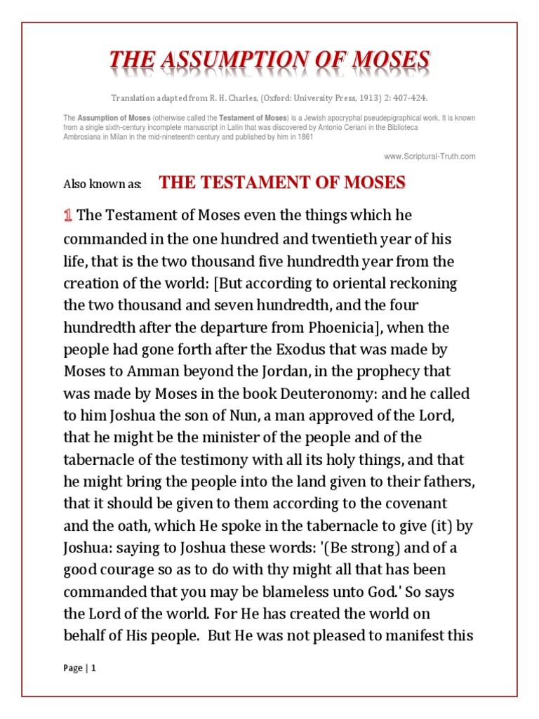 The Assumption of Moses Explained | PDF | Last Judgment | Moses