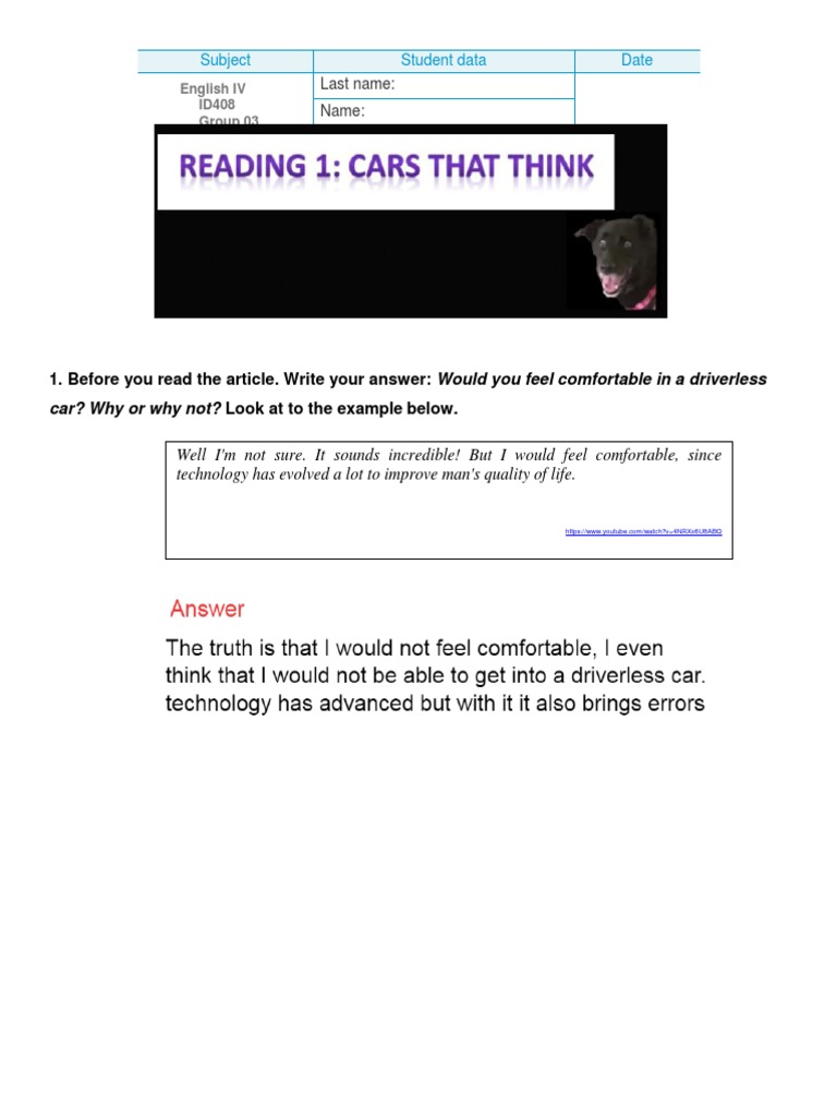 02 - Reading 1 Cars That Think | PDF | Language Arts & Discipline ...