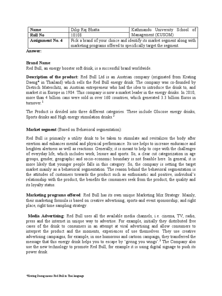 Final Red Bull | PDF | Brand | Market Segmentation