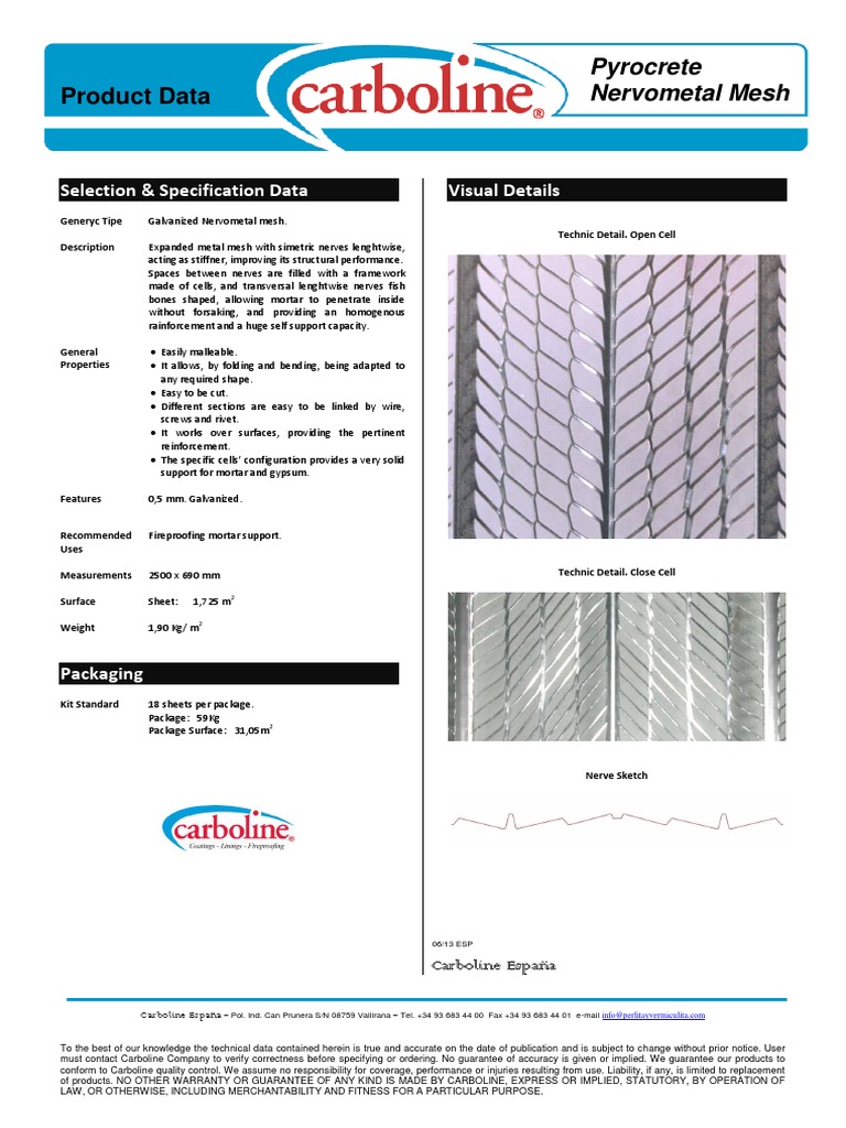 Malla Nervometal MESH Pyrocrete Eng | PDF | Nature