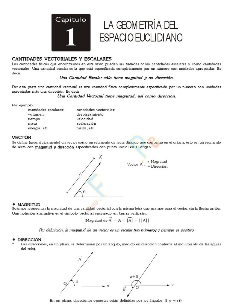 Cap1 La Geometria Del Espacio Euclidiano Pdf Vector Euclidiano