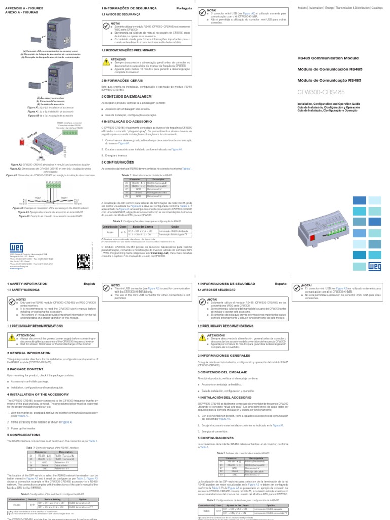 WEG CFW300 Crs485 Rs485 Communication Module Modulo de Comunicacion Rs485 Modulo de Comunicacao ...