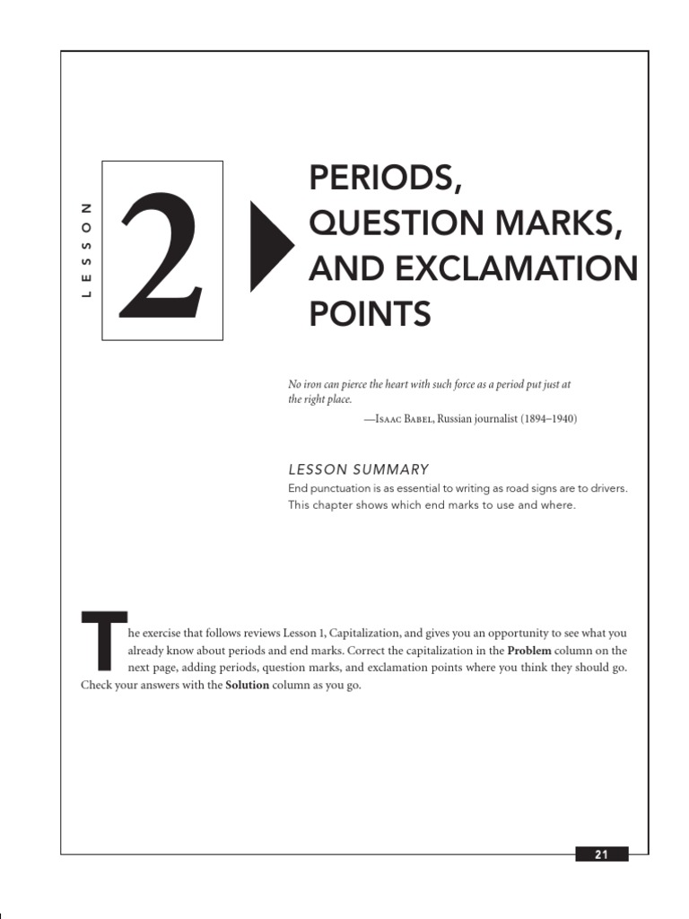 Periods, Question Marks, and Exclamation Points: Lesson Summary | PDF ...