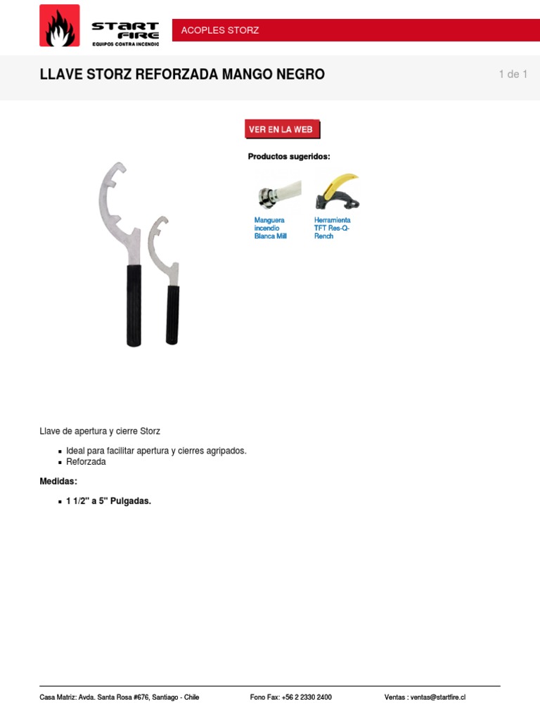 Llave Storz Reforzada Mango Negro | PDF
