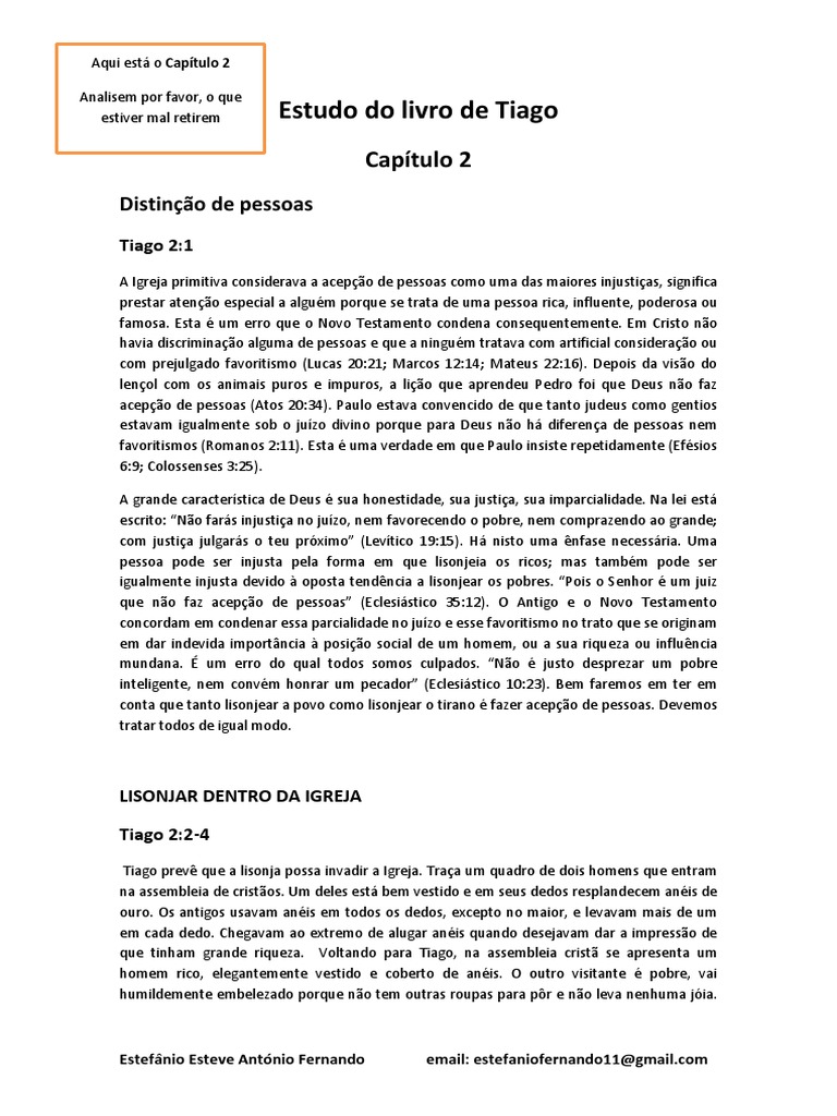 Estudo de Tiago 2 | PDF | Fé | Amor