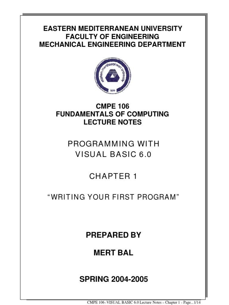 Vb Notes Pdf Computer Program Programming