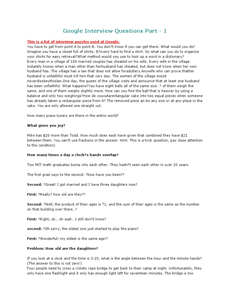 Google Interview Questions