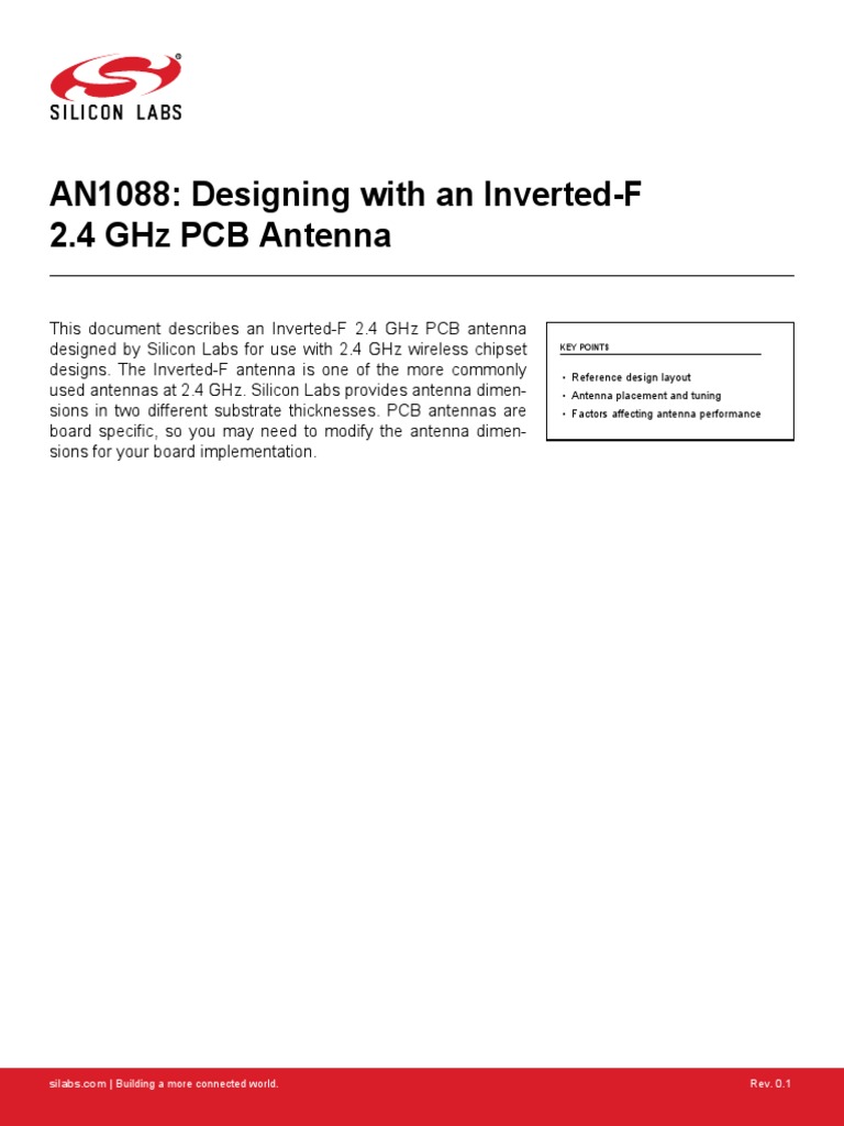 An1088: Designing With An Inverted-F 2.4 GHZ PCB Antenna | PDF ...