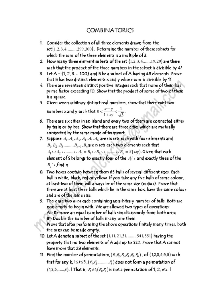 Combinatorics | PDF | Matrix (Mathematics) | Mathematical Concepts
