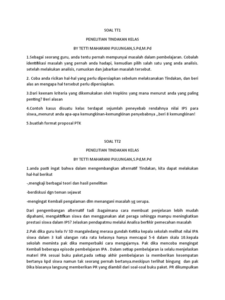 Soal TT1 PTK | PDF