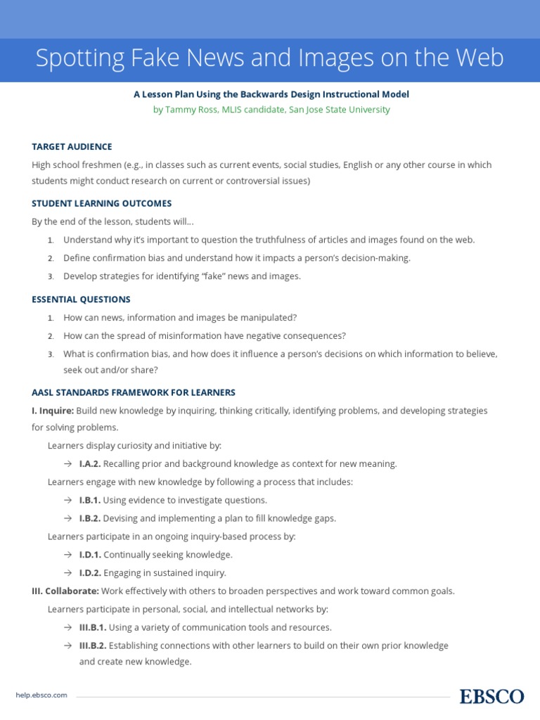 Spotting Fake News and Images Lesson Plan | PDF | Learning | Communication