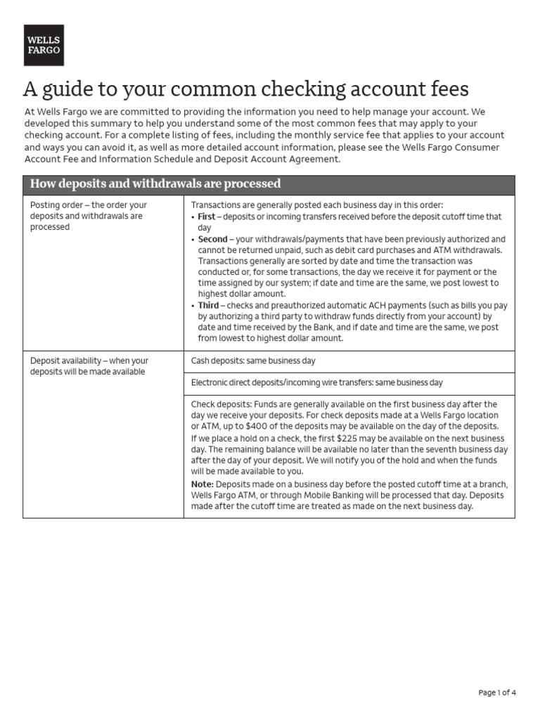 A Guide To Your Common Checking Account Fees: How Deposits and Withdrawals Are Processed | PDF ...
