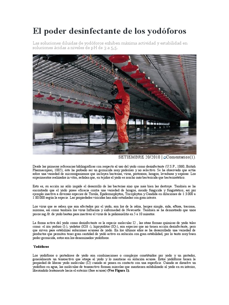 Desinfección Efectiva con Yodóforos | PDF | Ph | Agua