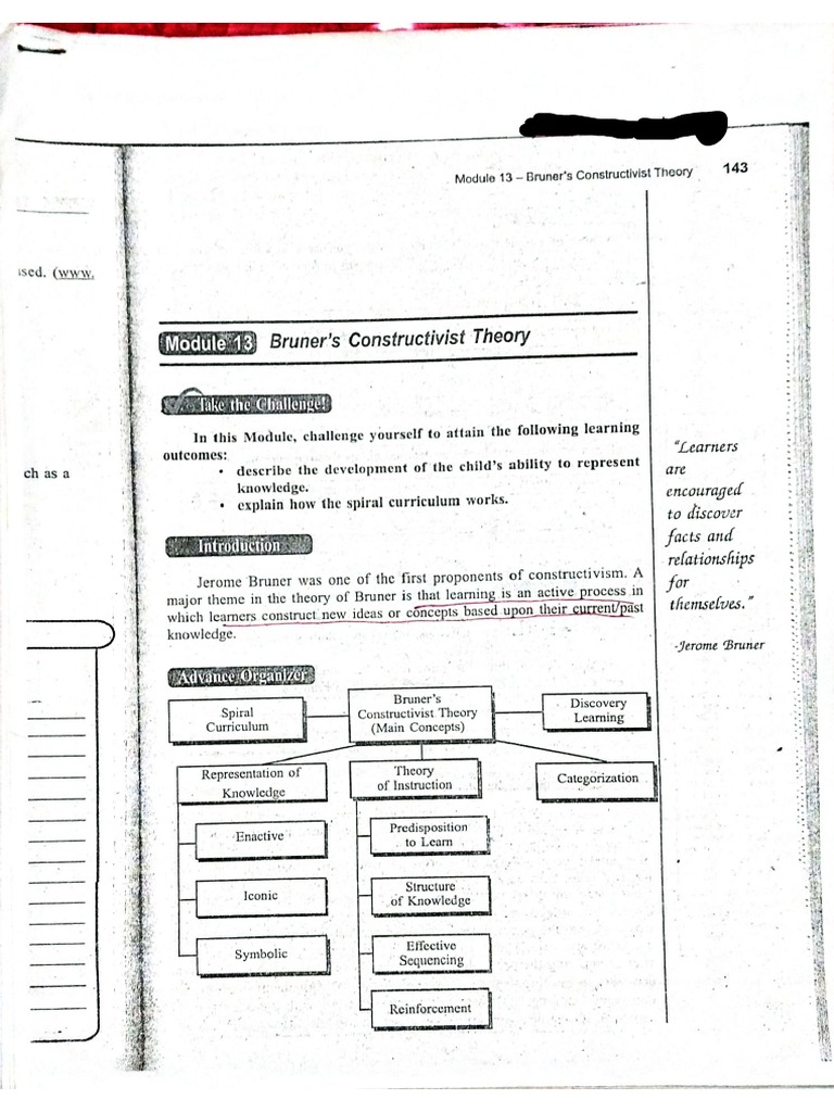 Bruners Constructivist Theory | PDF