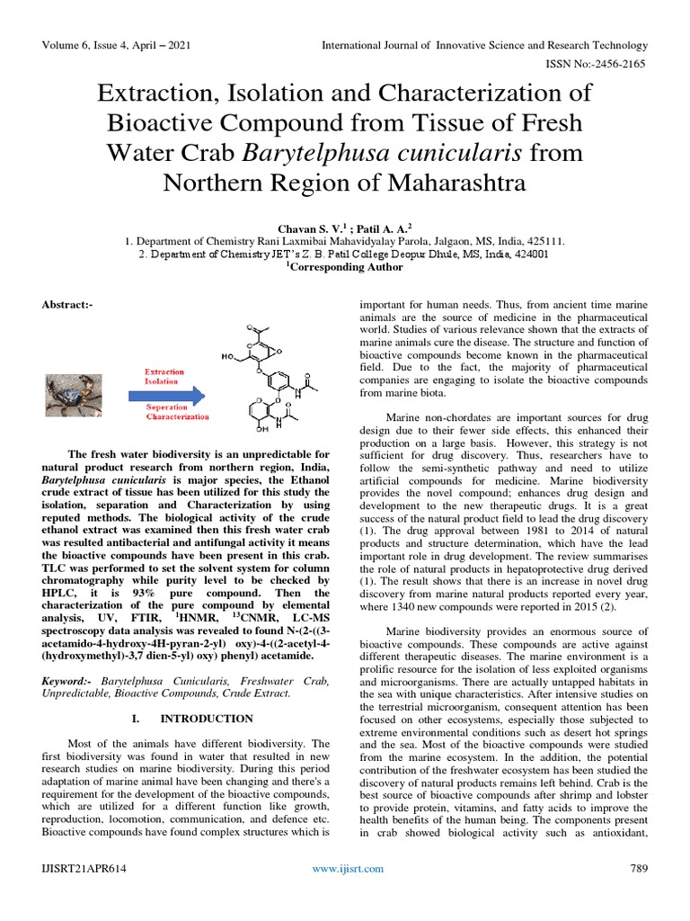 Extraction Isolation And Characterization Of Bioactive Compound From
