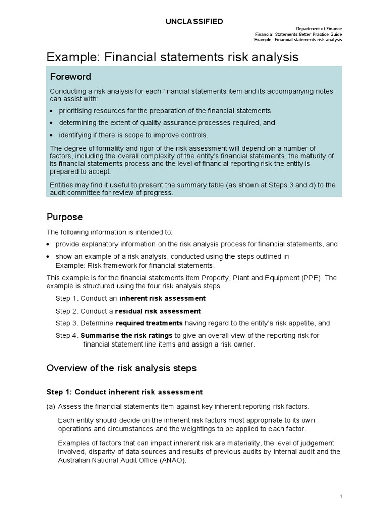 Example Financial Statements Risk Analysis | PDF | Financial Statement ...
