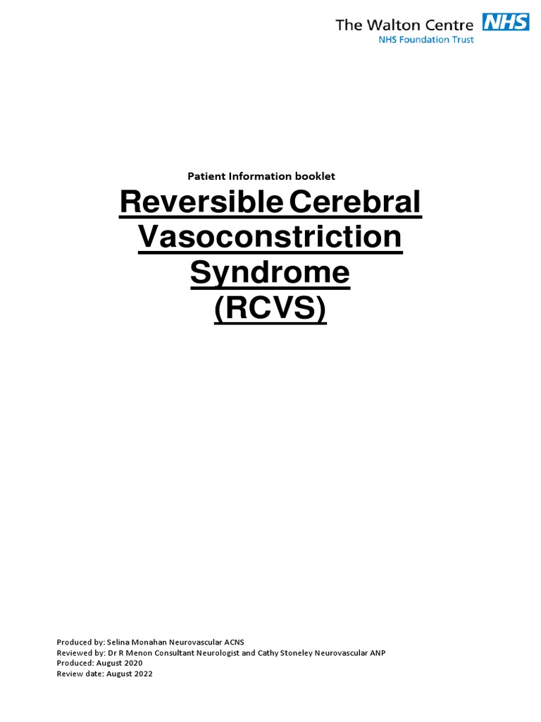 Reversible Cerebral Vasoconstriction Syndrome | PDF | Headache | Stroke