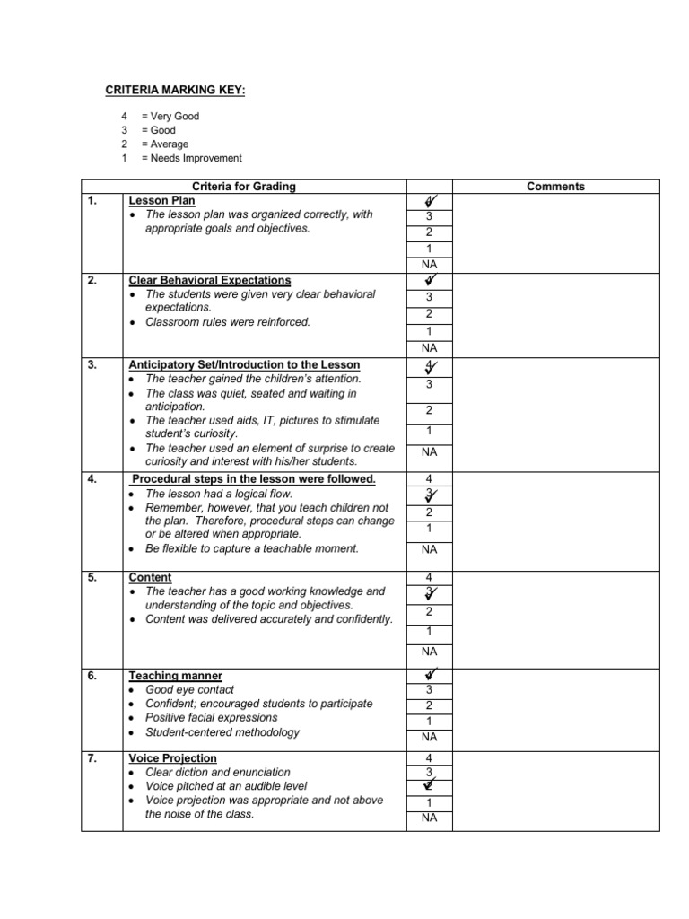 Lesson Plan Evaluation Criteria | PDF | Teaching | Teachers