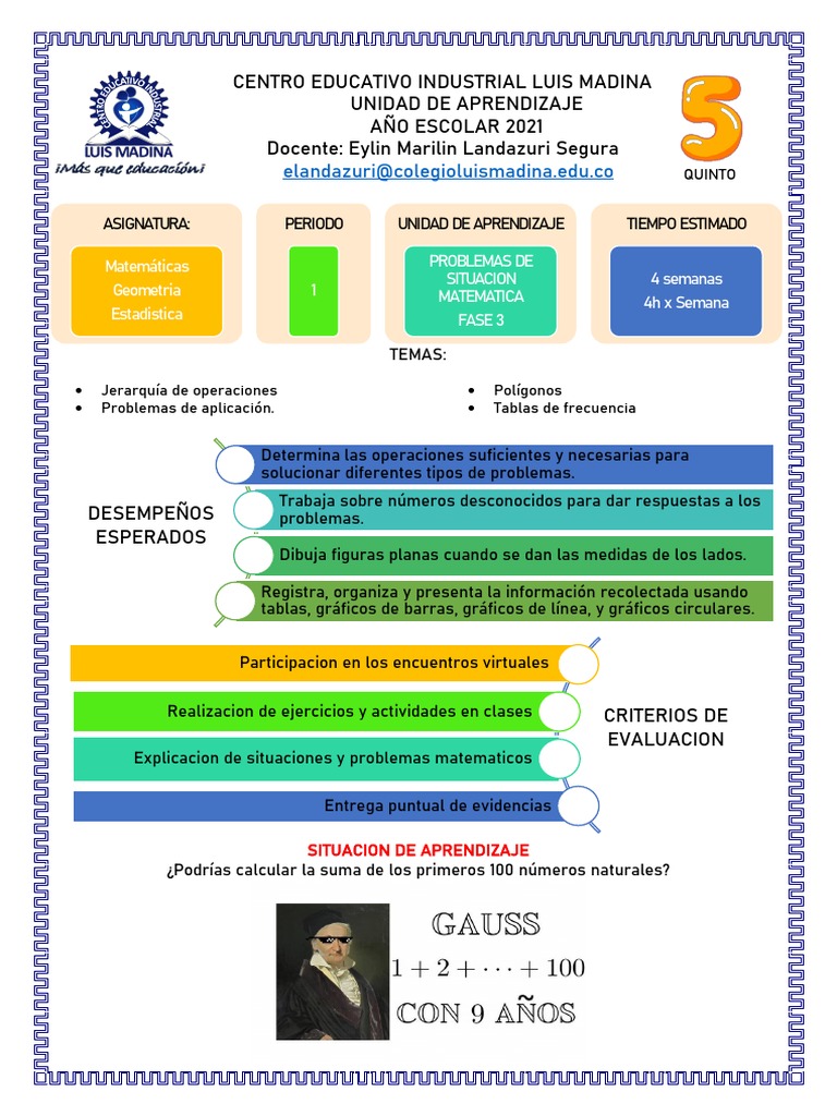 Uda. 5to Matematicas 1P. F3 | PDF | Enseñanza de matemática