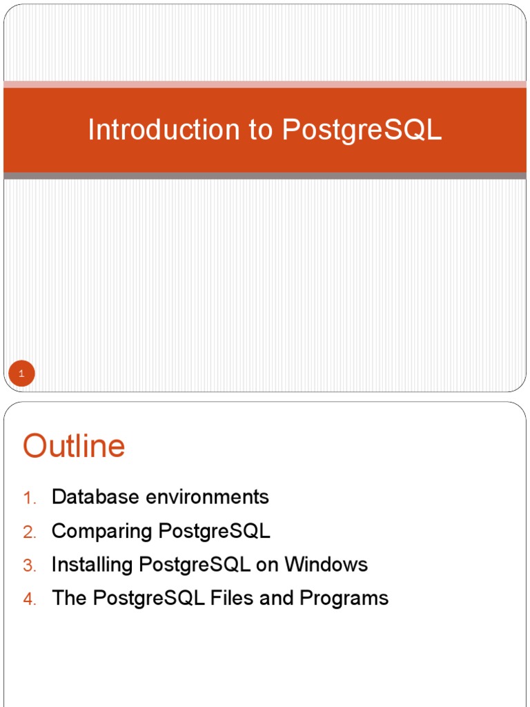 1 Introduction2PostgreSQL | PDF | Postgre Sql | Sudo