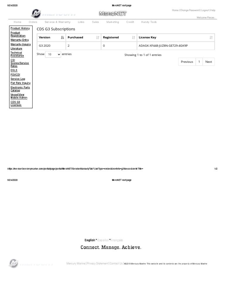 CDS G3 Subscriptions: Purchased Registered License Key | PDF