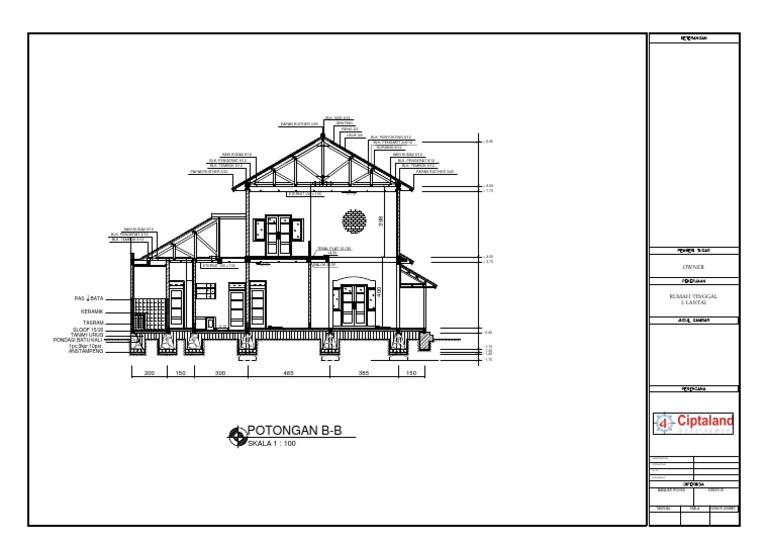 Potongan B-B: SKALA 1: 100 | PDF
