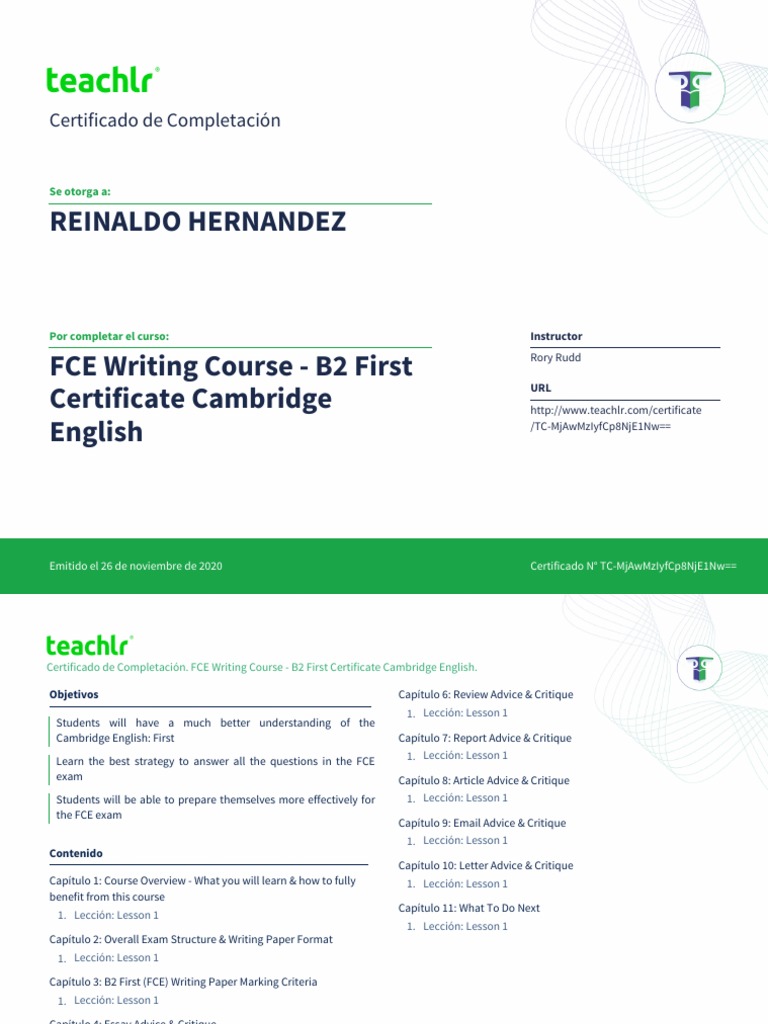 Certificado B2 First Cambridge English | PDF