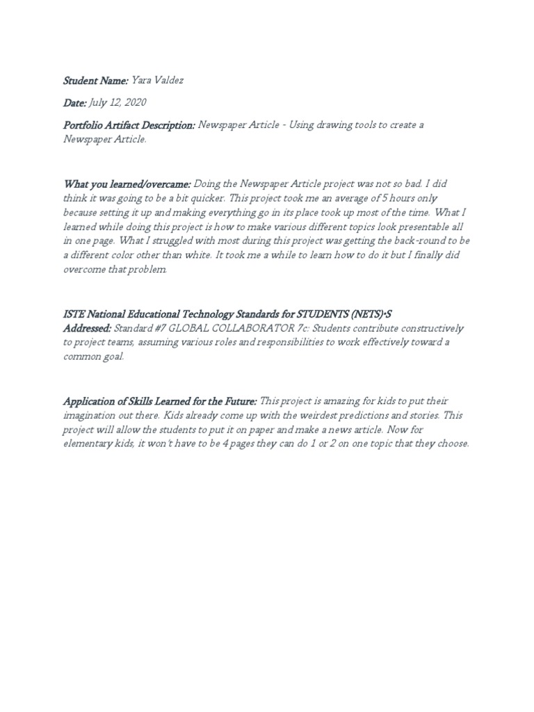 Creating a Newspaper Article Project | PDF