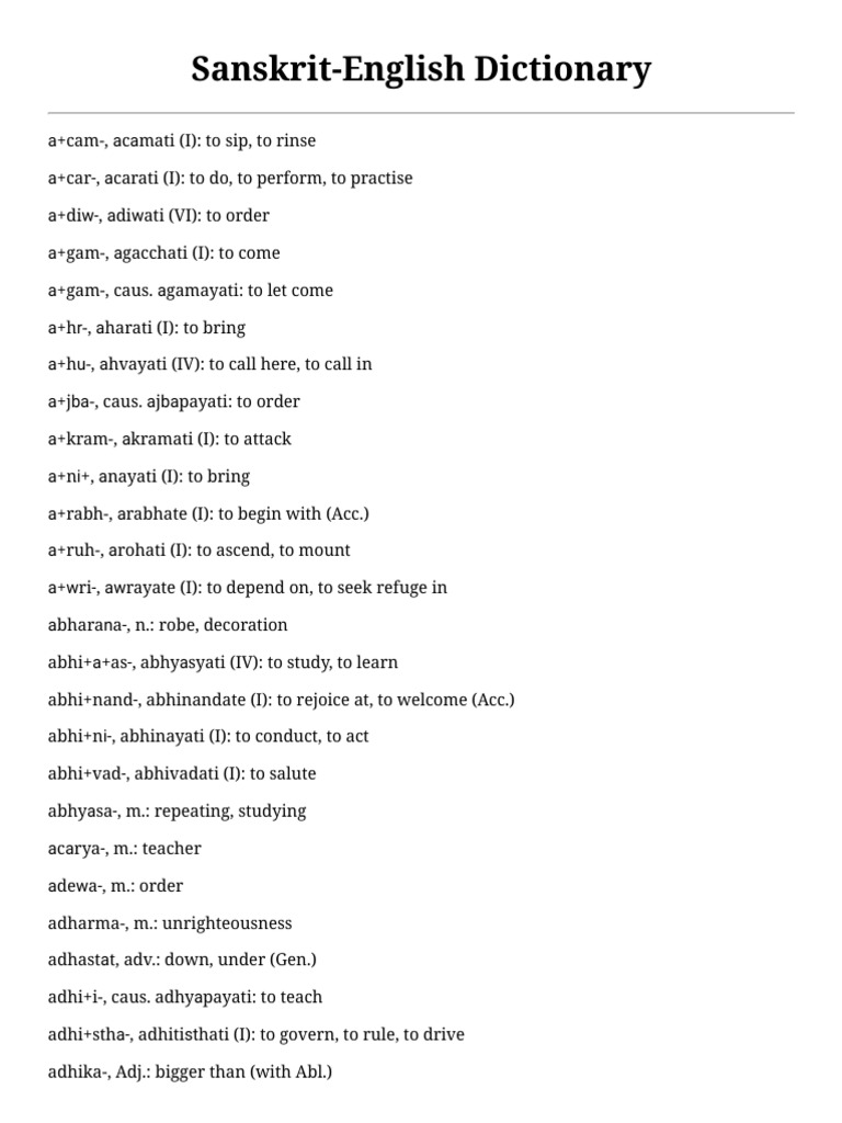 Sanskrit-English Vocabulary | PDF | Rama | Indian Religions