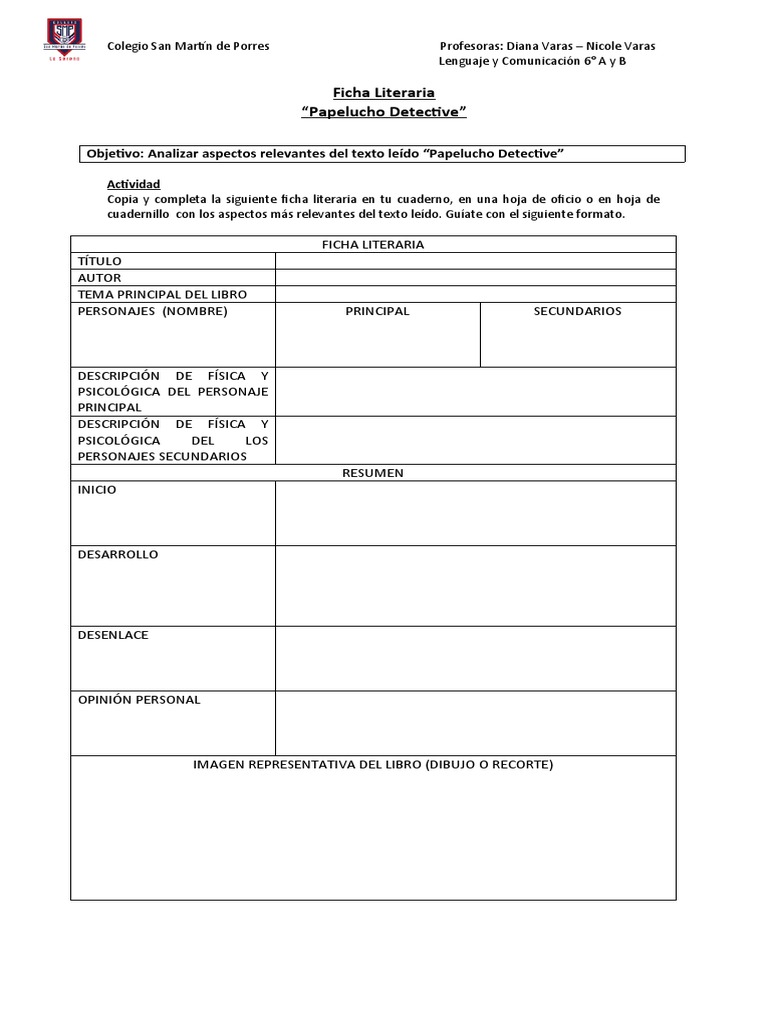 Ficha Literaria 6° | PDF