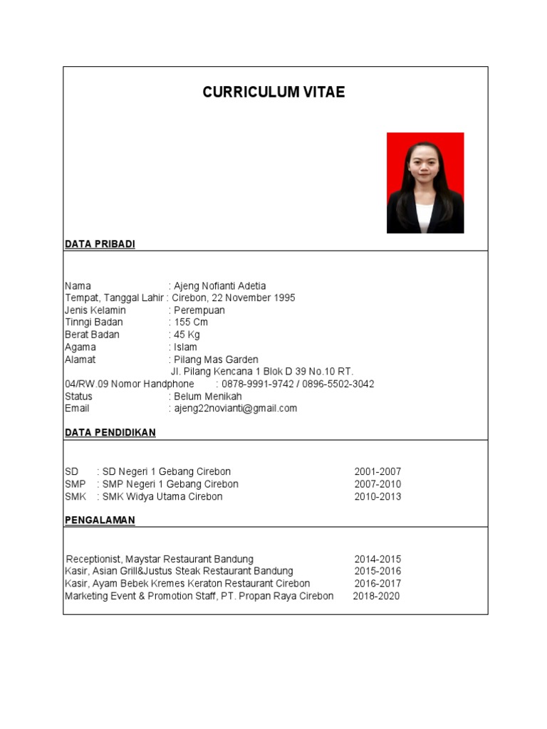 Curriculum Vitae Ajeng New | PDF