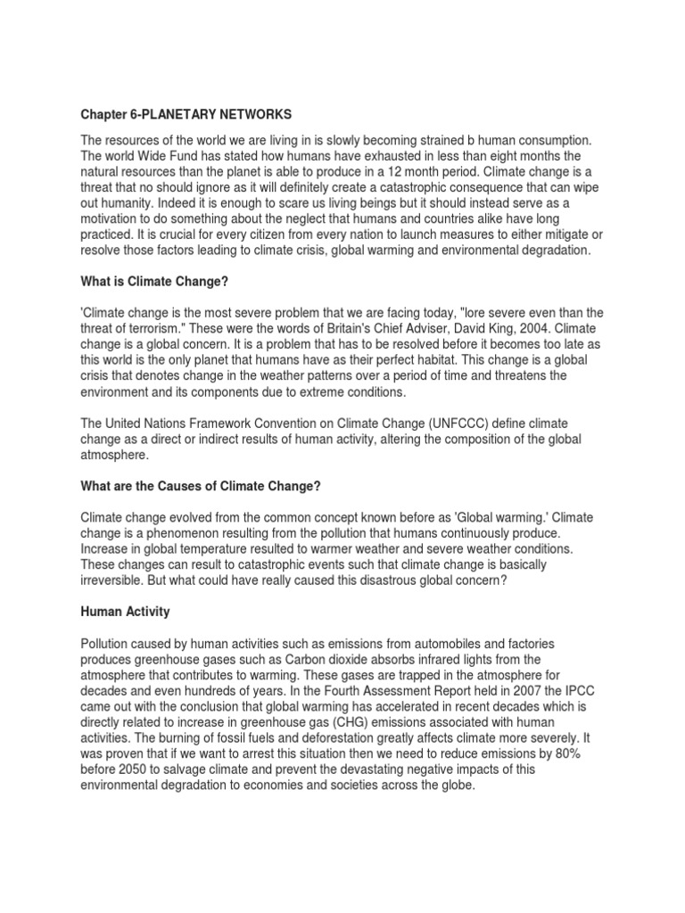 Chapter 6-Planetary Networks | PDF | Climate Change | Greenhouse Gas
