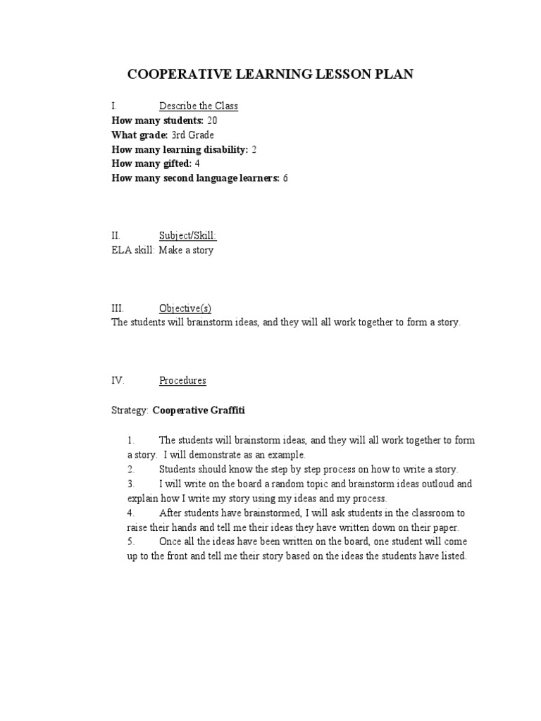 Cooperative Learning Lesson Plan | PDF
