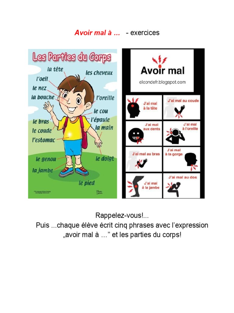 Avoir Mal À - Exercices | PDF