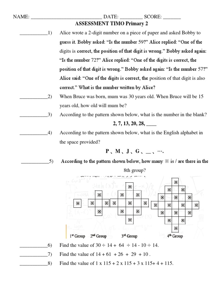 Assessment 1 TIMO P2 | PDF | Mathematical Concepts | Numbers