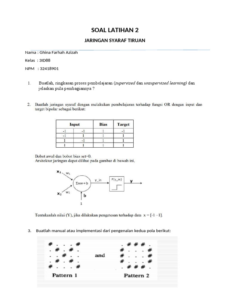 Ghina Farhah Azizah - 3ID88 - Tugas 6 Soal Latihan JST 2 | PDF