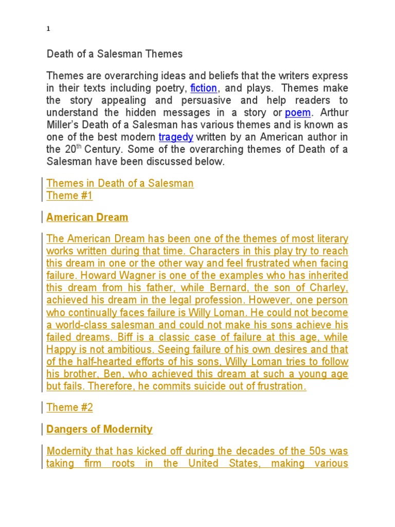 Death of A Salesman Themes | PDF
