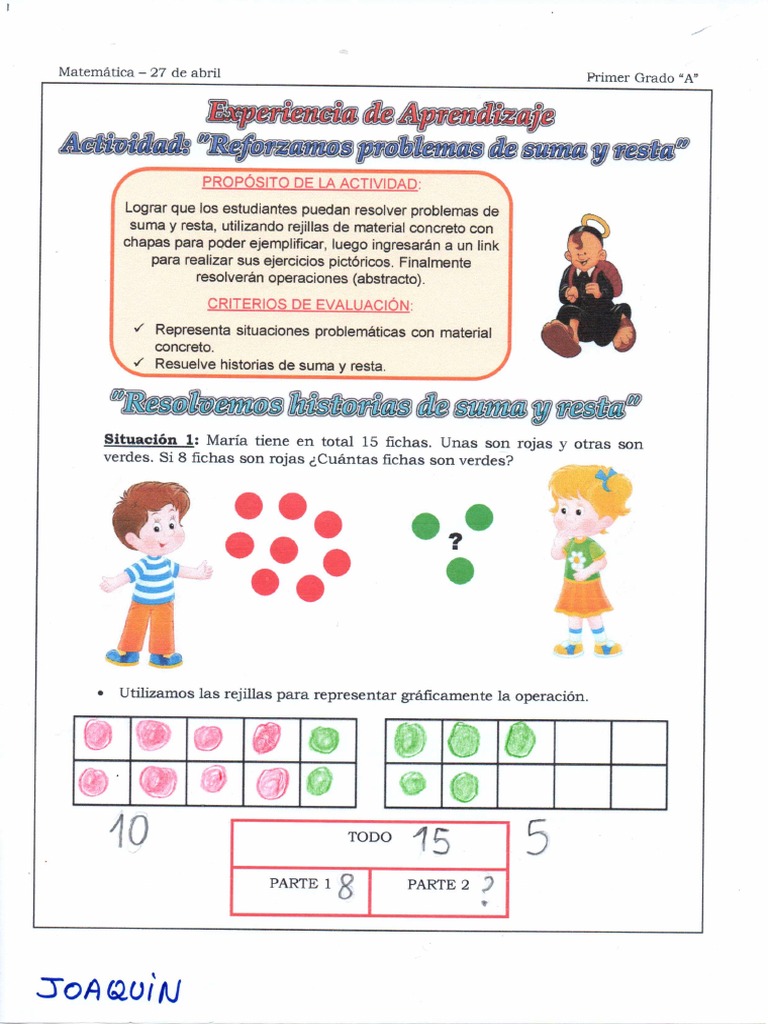 Matemática Reforzamos Problemas de Suma y Resta 27 de Abril | PDF