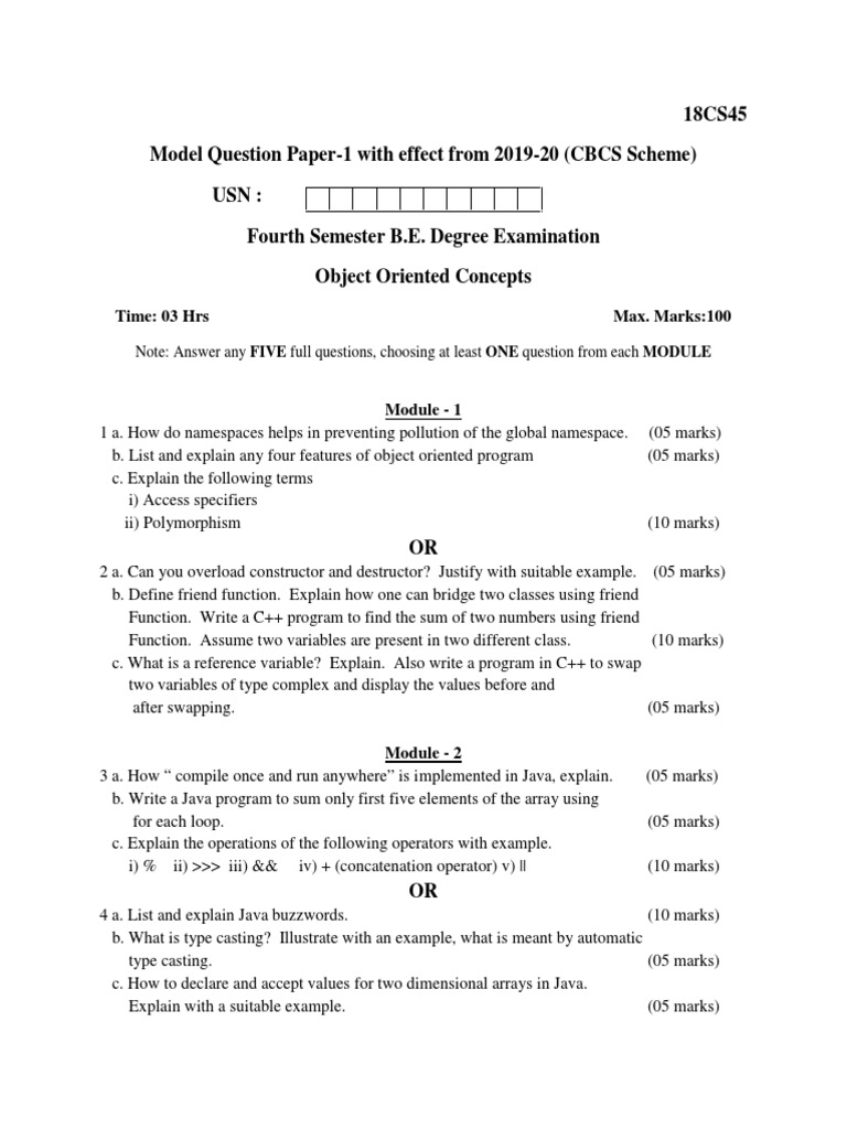 Ooc Model Qp Vtu1 Pdf Class Computer Programming Method Computer Programming